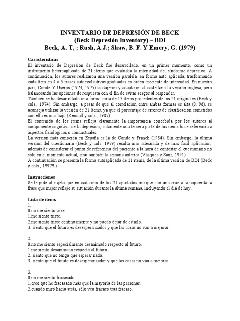 3.inventario de Depresión de Beck | PDF