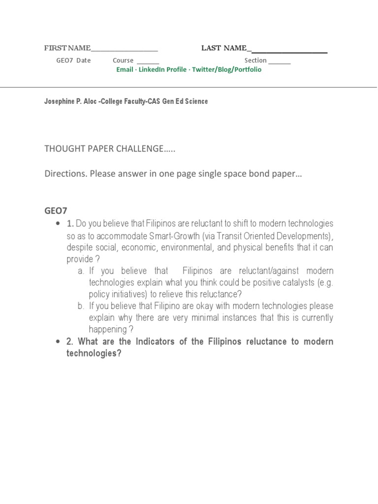 THought Paper GEO7GEELEC6 | PDF