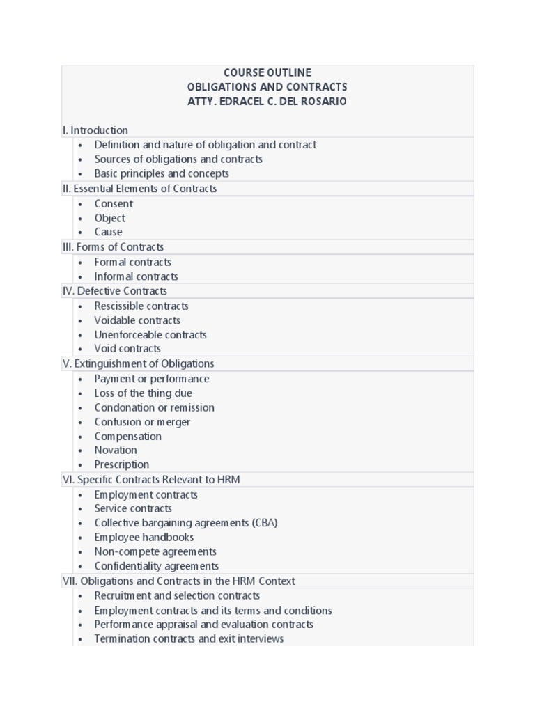 Obligations and Contracts in HRM | PDF | Business | Finance & Money ...