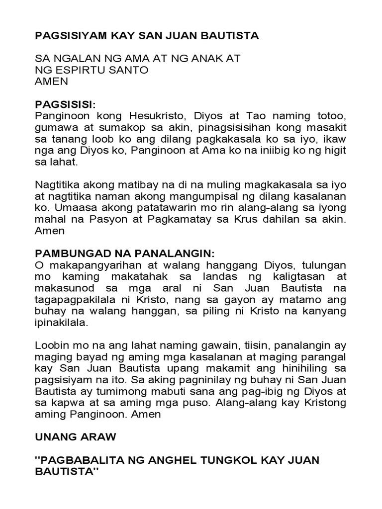 Novena Ni San Juan | PDF