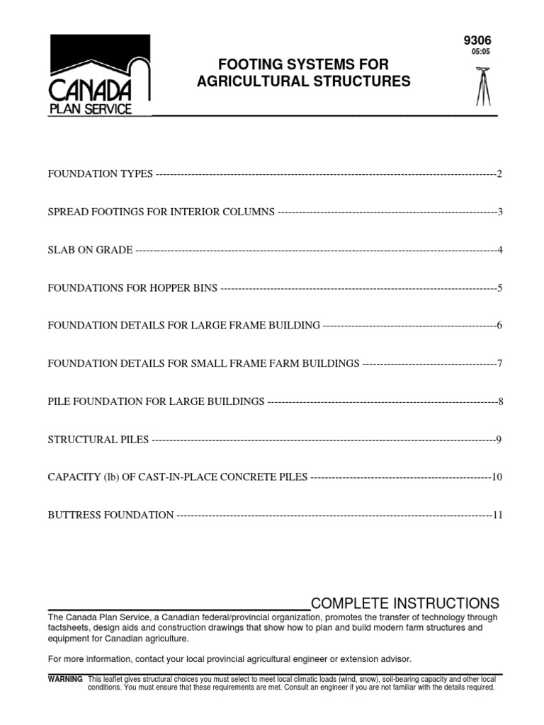 Footing Systems For Agricultural Structures: Complete Instructions | PDF