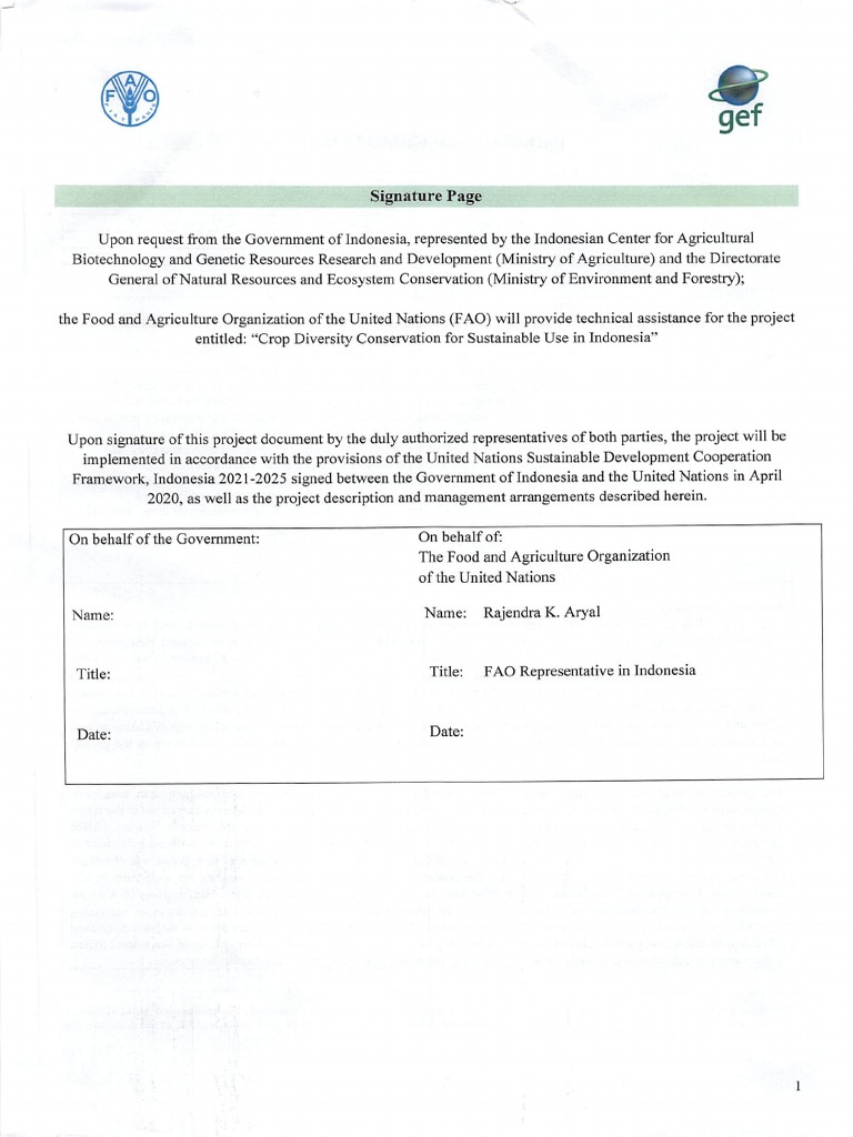 Lampiran 1ai FAO-GEF Prodoc | PDF