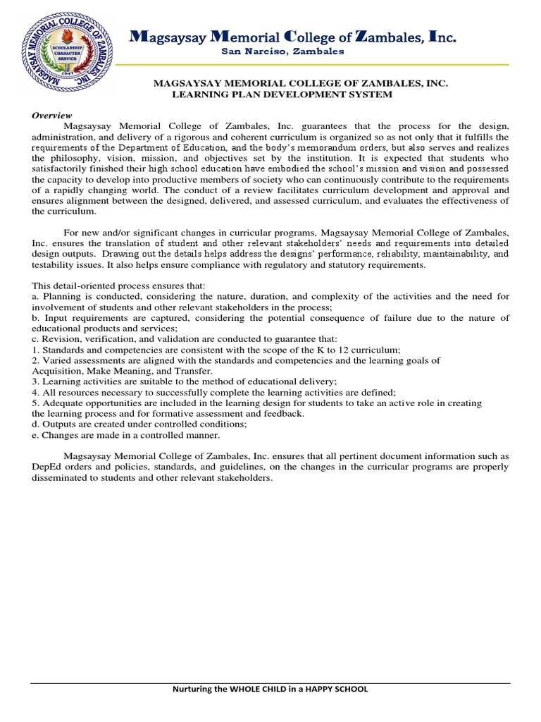 8. LEARNING PLAN DEVELOPMENT SYSTEM | PDF