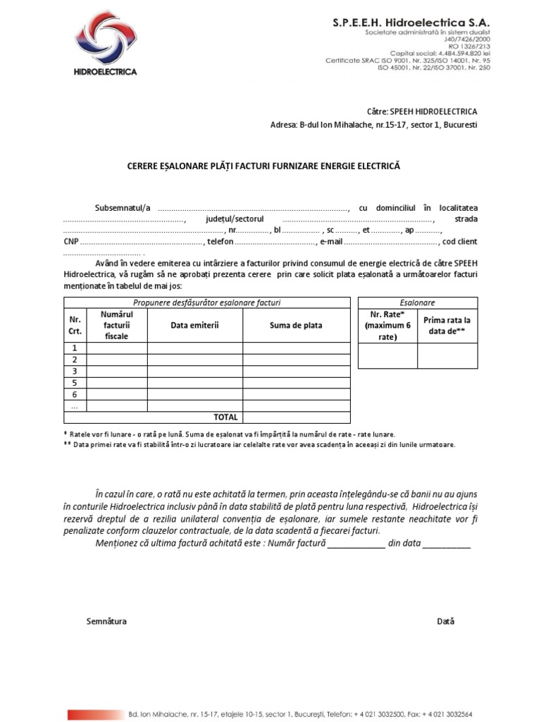 Cerere Esalonare Casnic | PDF