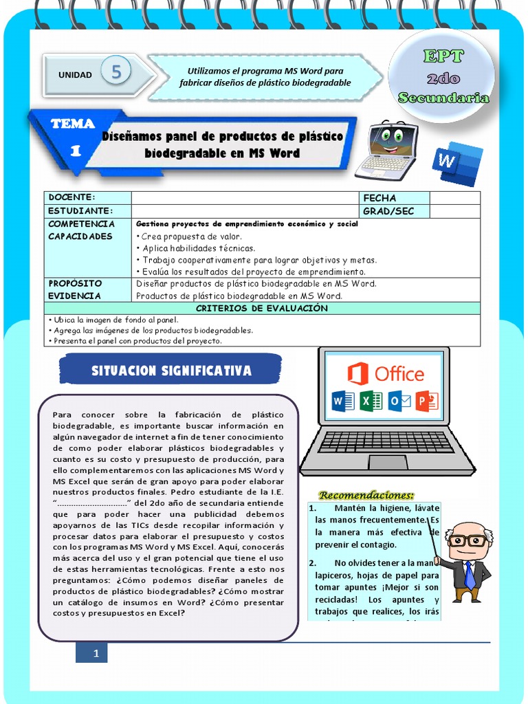 FICHA DE ACTIVIDAD EPT 2°-SEMANA 1 | PDF