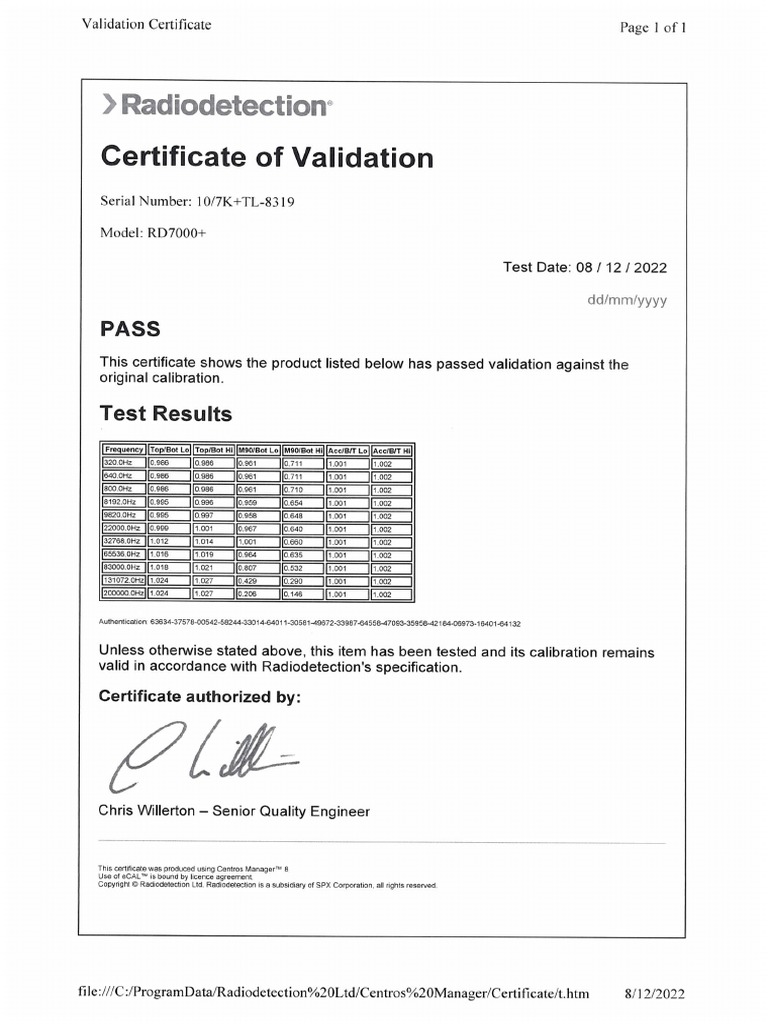Certificate of Validation | PDF