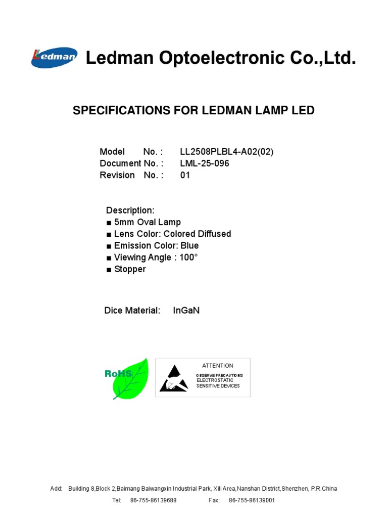 Especificacion Tecnica LED | PDF | Soldering | Light Emitting Diode