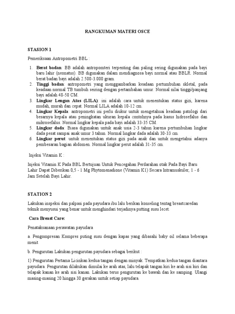 Rangkuman Materi Osce | PDF
