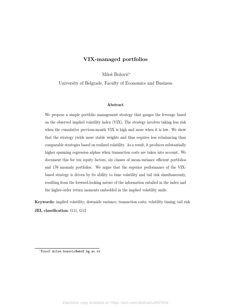 VIX-managed portfolios | PDF