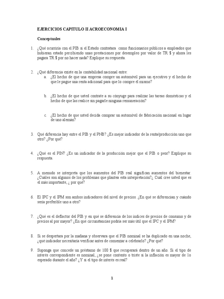 Ejercicios Cap II Macro I | PDF