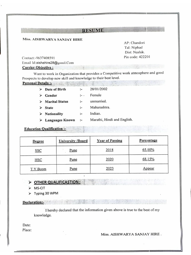 Resume Aishwarya | PDF