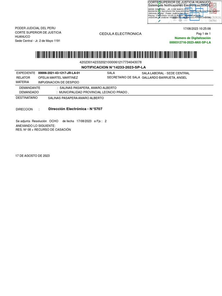 Amaro Salinas. - Admitir Recurso de Casación - Remitir A La 4ta. Sala Suprema - Exp. 00006-2021 ...