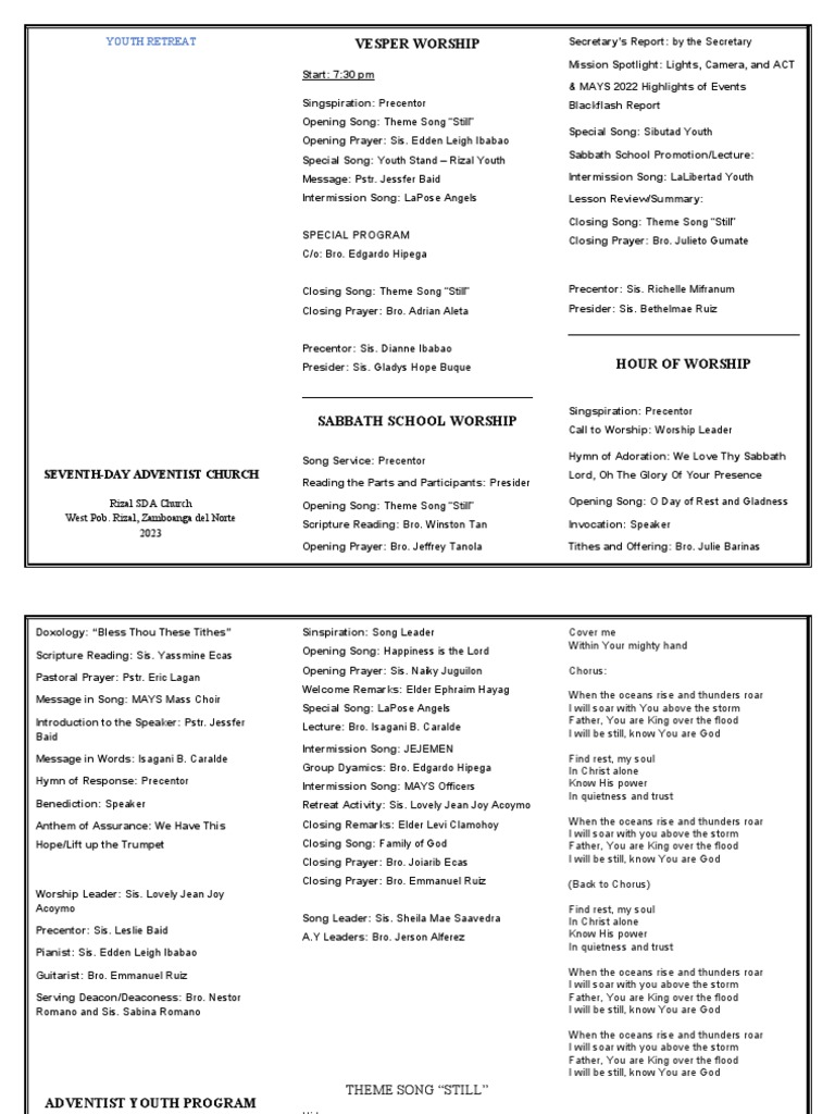 Youth Retreat Program sample | PDF