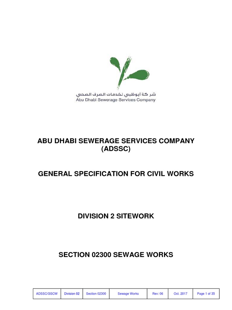 ADSSC General Specification for Sewage Works | PDF | Computers