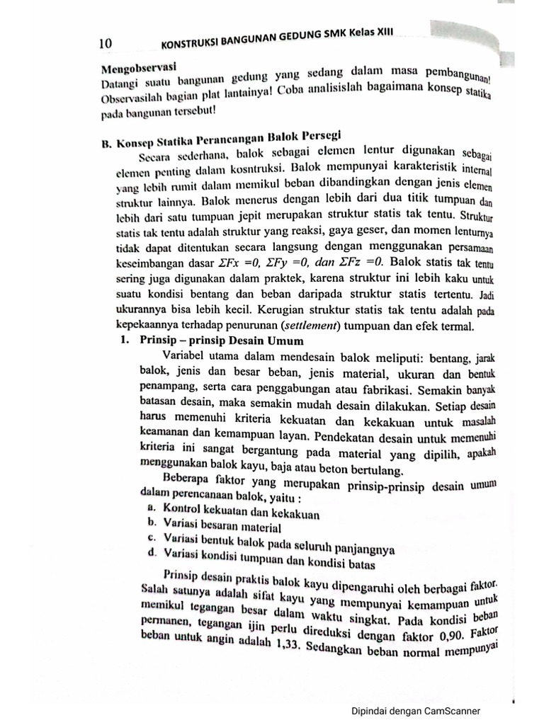 Materi BAB 1 (Statika Perancangan Balok Persegi) | PDF