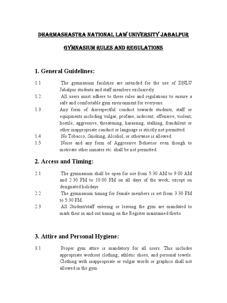 GYM RULES | PDF