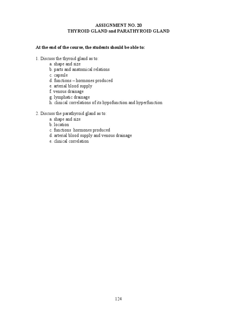 ASSIGNMENT NO. 20 thyroid gland and parathyroid gland | PDF