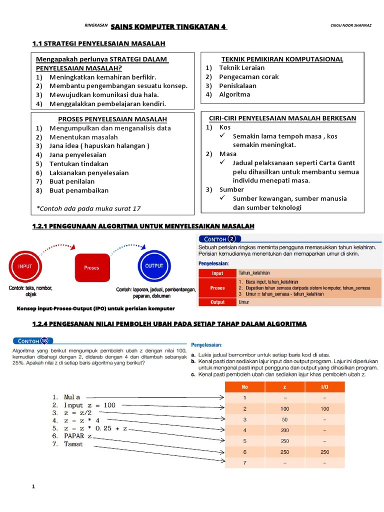 Nota Ringkas Sains Komputer Tingkatan 4 | PDF