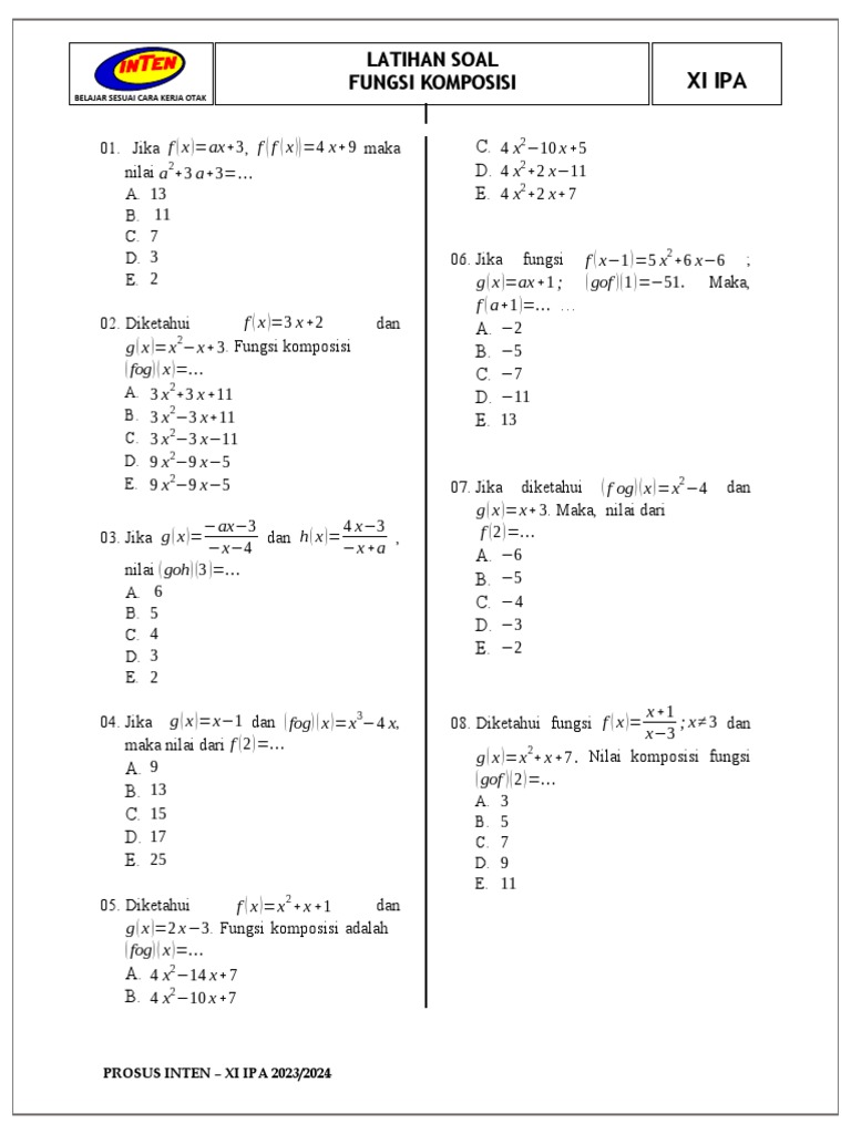 SOAL Fungsi Komposisi | PDF