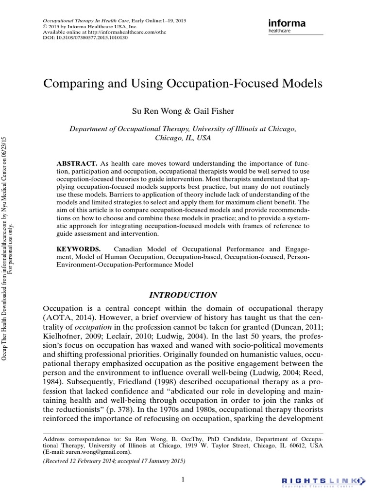 Models of OT - Wong 2015 | PDF
