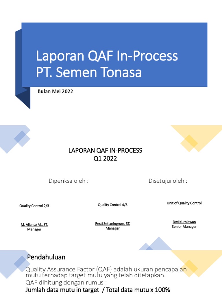Laporan QAF In-Process Sd. Mei 22 | PDF