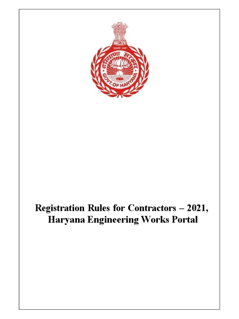 Registration Rule For Contractors 2021, Haryana | PDF