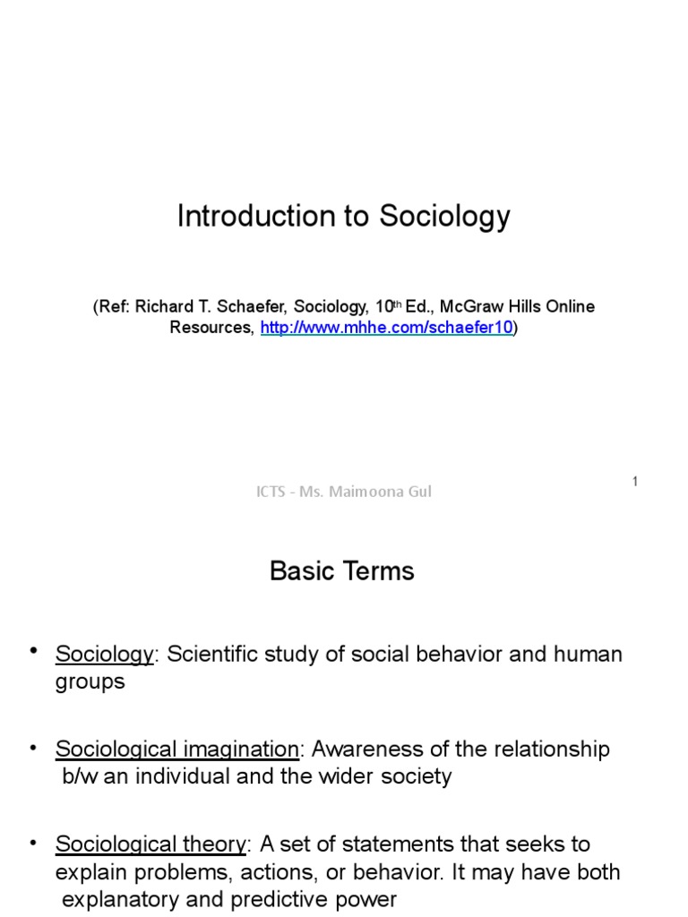 1 (A) - Lectures - Intro. To Sociology | PDF | Social Science