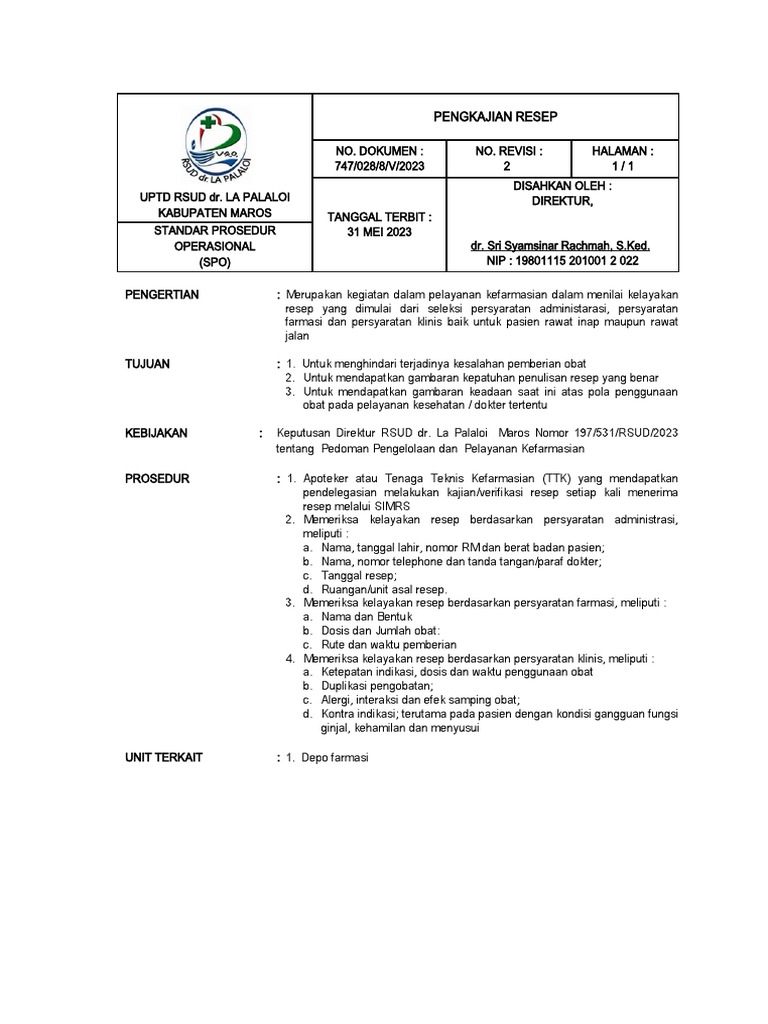 Spo Pengkajian Resep | PDF | Pengembangan Diri | Kesehatan Holistik
