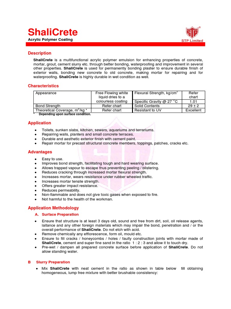Shalicrete Acrylic Polymer Coating | PDF