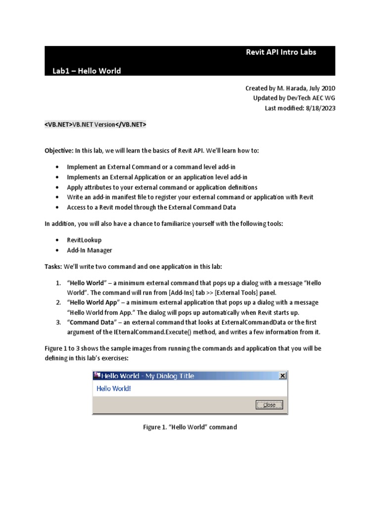 Revit Intro Lab1 - Hello World | PDF