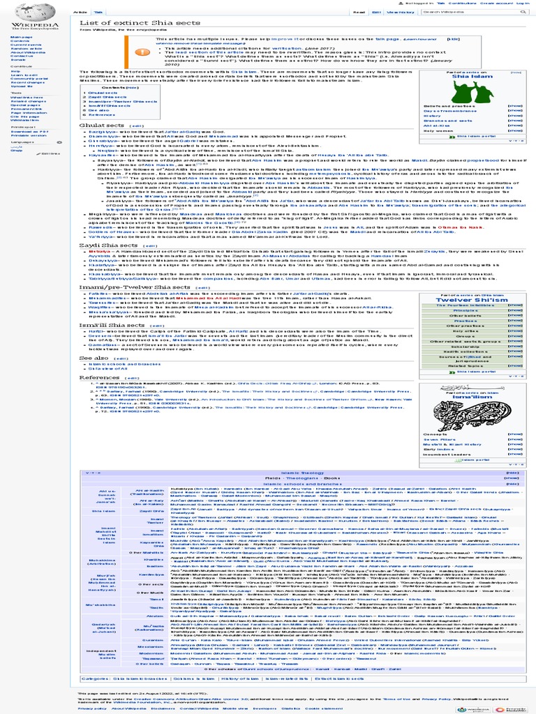 List of Extinct Shia Sects - Wikipedia | PDF