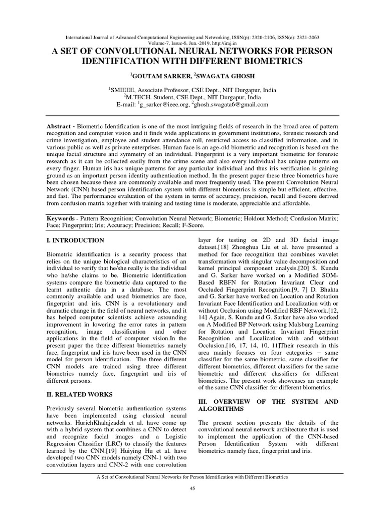 A Set of Convolutional Neural Networks For Person Identification With ...