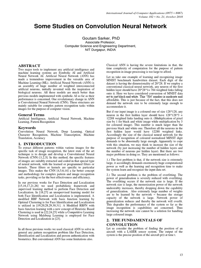Some Studies On Convolution Neural Network | PDF Some Studies On Convolution Neural Network | PDF