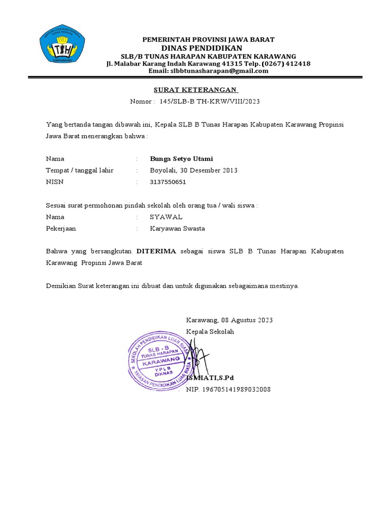 Surat Keterangan Diterima | PDF