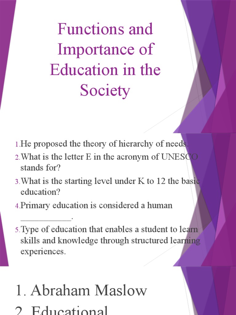 Functions and Impact of Education | PDF