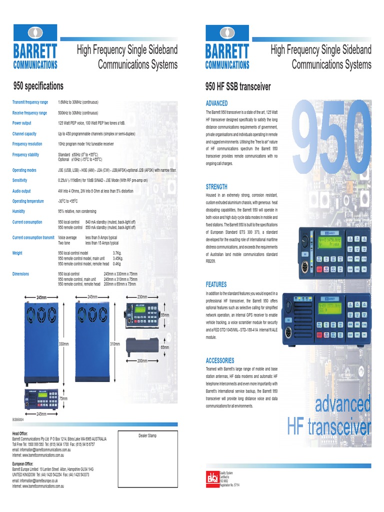 BARRETT950 Operating Manual | PDF
