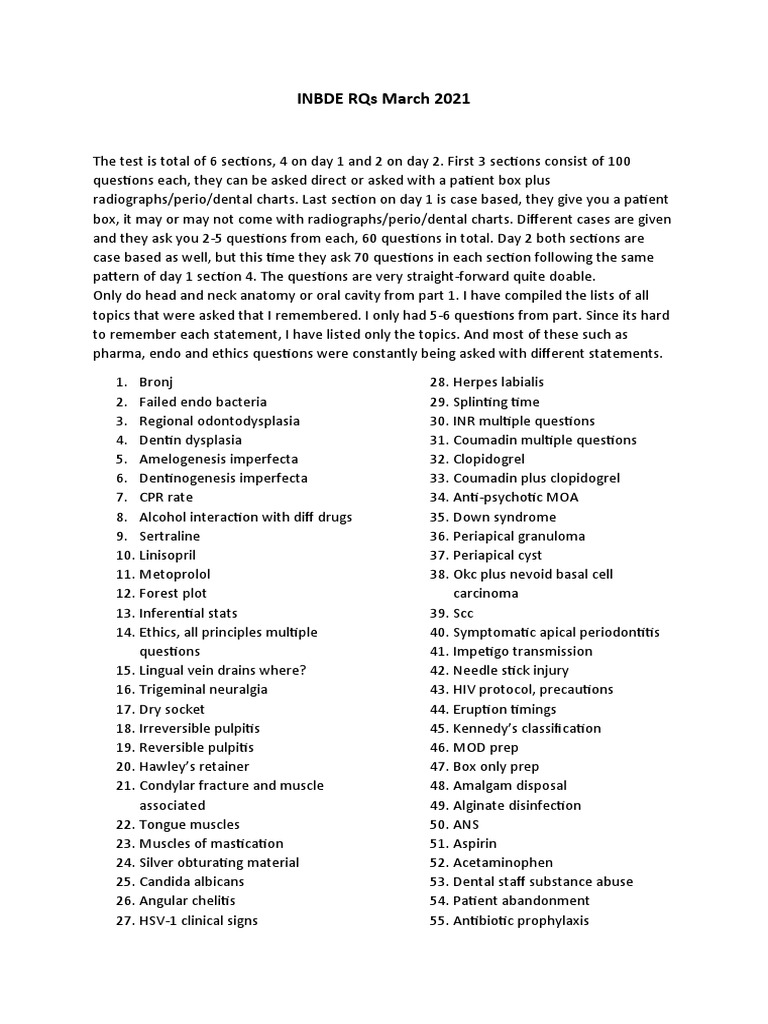 Inbde Rqs March 2021 | PDF