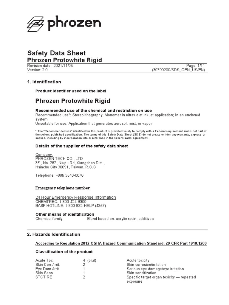 SDS_ProtoWhiteRigid(BASF) | PDF