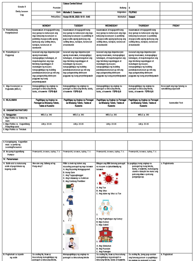 DLL in Filipino Q4 WK 6 | PDF