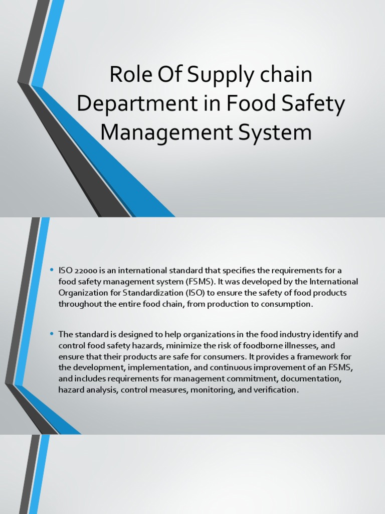 Role Of Supply chain Department in Food Safety | PDF