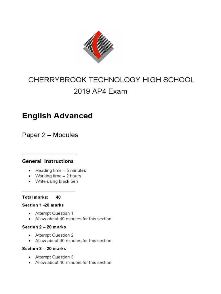 Cherrybrook 2019 English Trial Paper 2 Advanced | PDF | Poetry