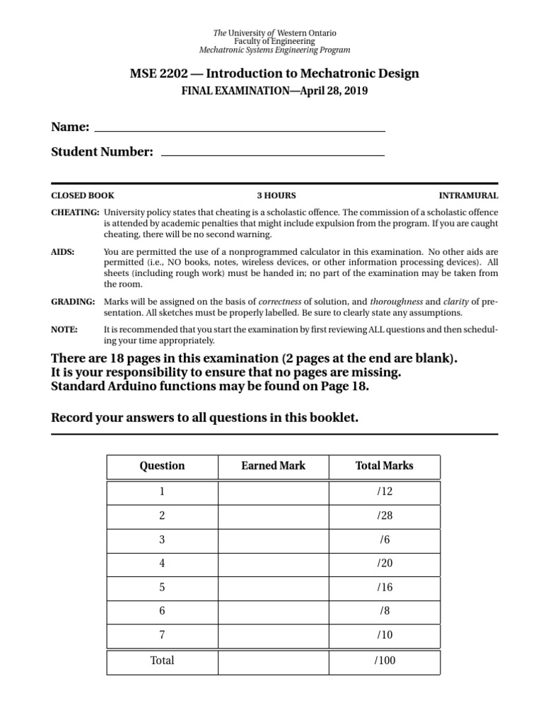 MSE 2202 Final Exam 2019 | PDF MSE 2202 Final Exam 2019 | PDF