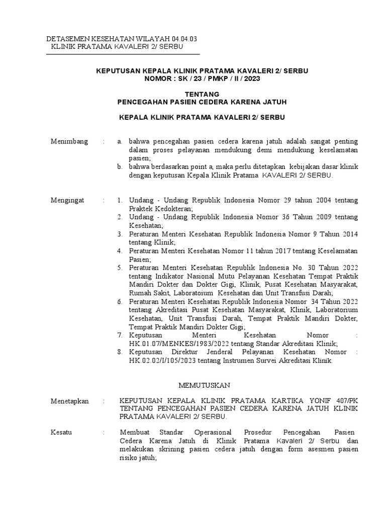 7 SK Pencegahan Pasien Cidera | PDF