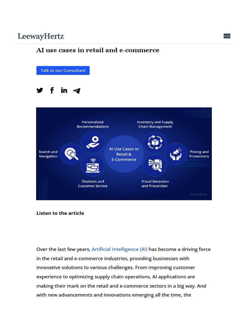 AI Use Cases in Retail and e Commerce | PDF