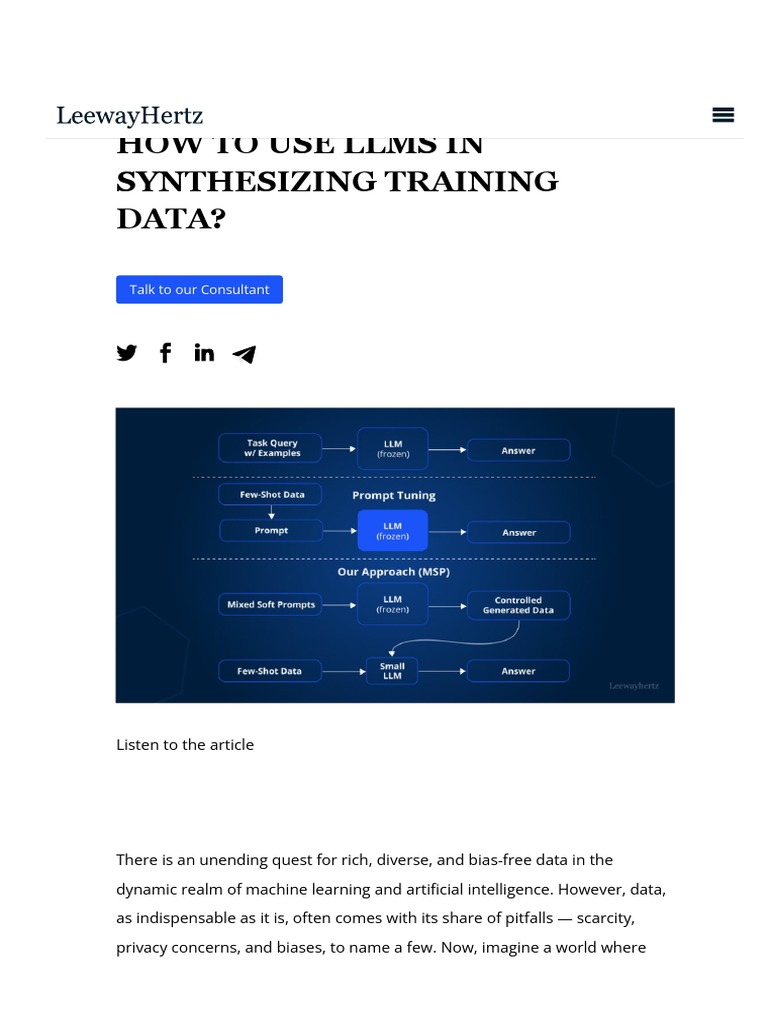 How To Use LLMs in Synthesizing Training Data? | PDF How To Use LLMs in Synthesizing Training Data? | PDF