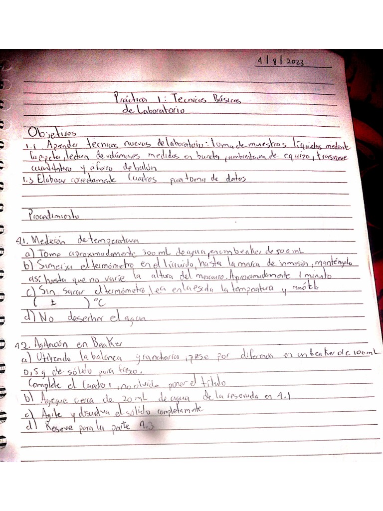 Libreta Laboratorio Practica 1) | PDF