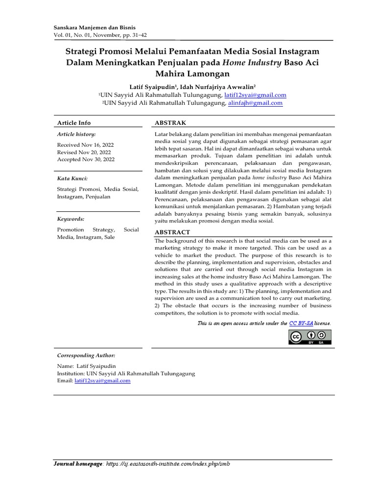 Strategi Promosi Melalui Pemanfaatan Media Sosial Instagram Dalam Meningkatkan Penjualan Pada ...