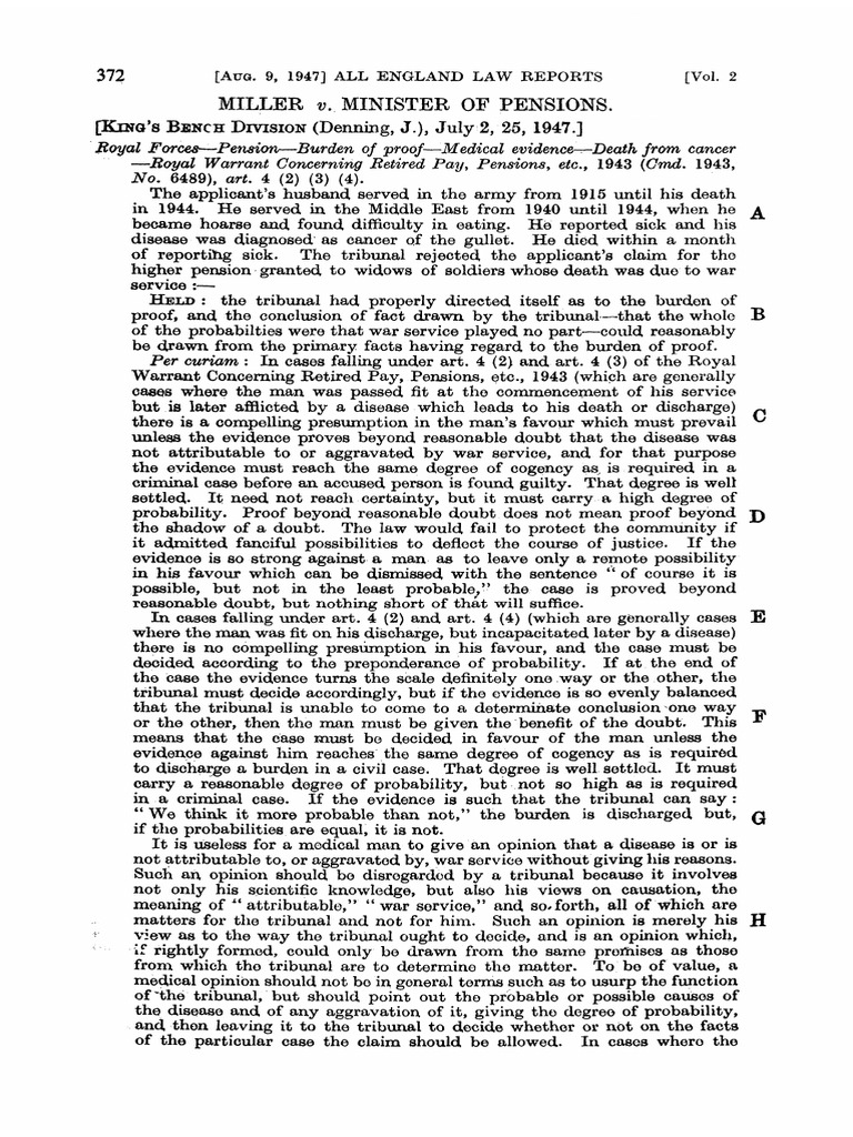 Miller V Minister of Pensions (1947) 2 All ER 372, (1947) 2 All ER 372 ...