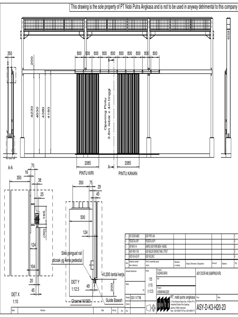 02 Drawing Fabrikasi Pintu 4m Samping Gudang Karawang R0 07-Nov-2020 | PDF
