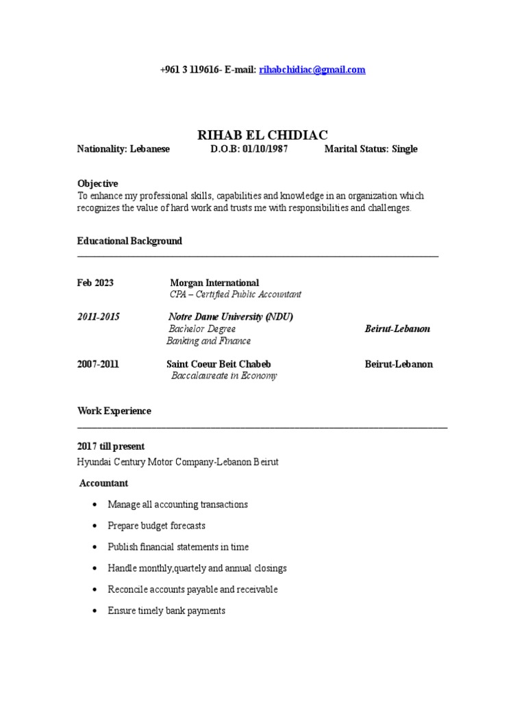 +Rihab+Chidiac+cv+2024 (1) | PDF